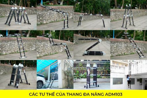 Thang Nhôm Advindeq ADM103 - Gấp 4 Đoạn Đa Năng 3 bậc